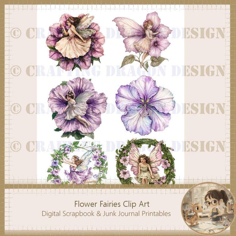 Flower Fairies Clip Art : Fussy Cuts, Stickers (digital Download) - Etsy