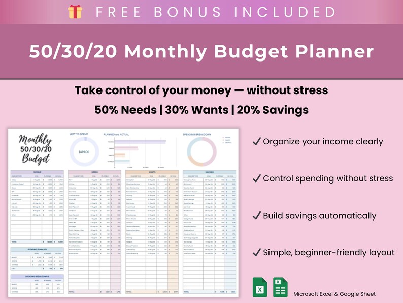 Annual Budget Spreadsheet | Google Sheets & Excel Monthly Budget ...