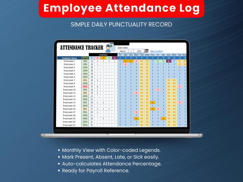 Employee Management System Excel, HR Dashboard Bundle, Attendance ...