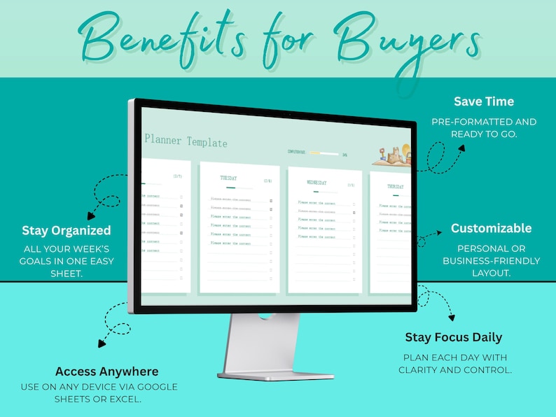 Editable Weekly Planner | Excel Spreadsheet | Google Sheets Template ...