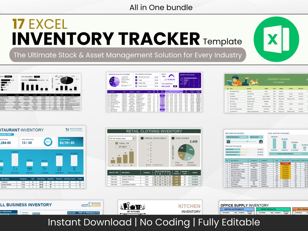 17-in-1 Inventory Tracker Excel Bundle | Automated Stock Management ...
