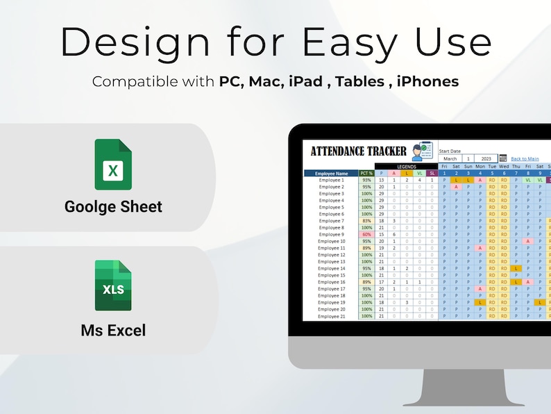 Employee Attendance Tracker Excel Template, Google Sheets Attendance ...