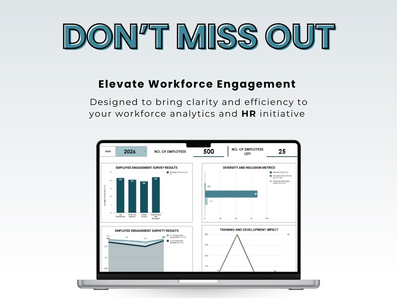 Employee Engagement Dashboard Excel Google Sheets, HR KPI Tracker for ...