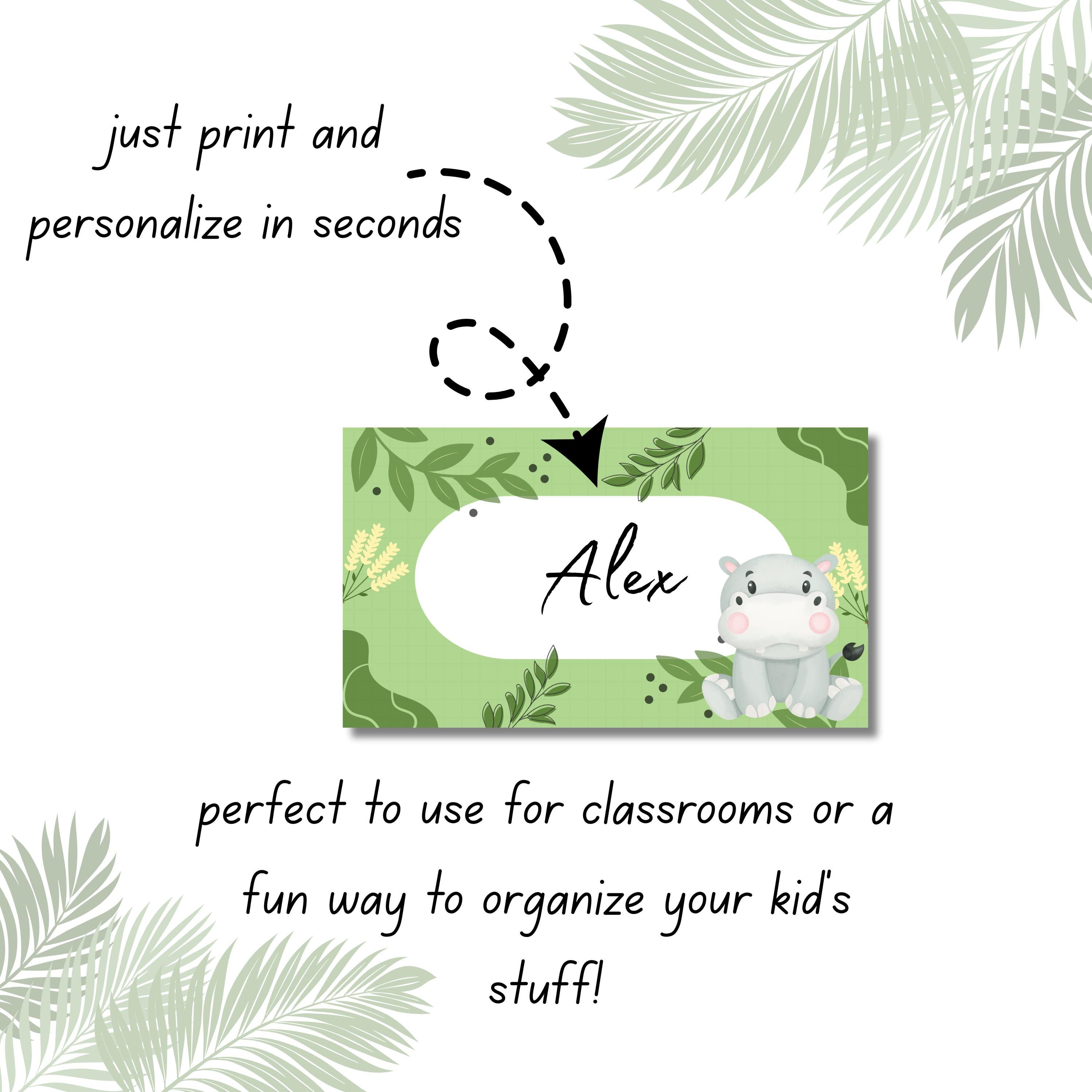Jungle Animal Name Tags: Printable Safari Labels for Kids (digital ...