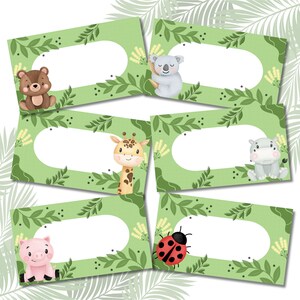 Jungle Animal Name Tags: Printable Safari Labels for Kids (digital ...