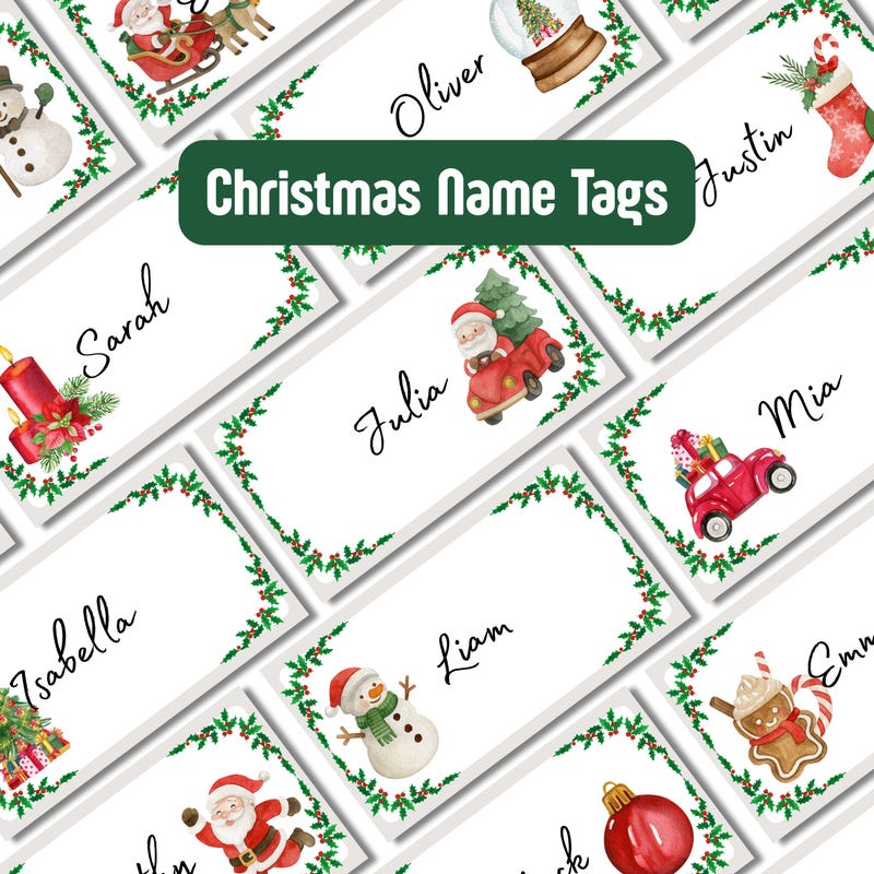 Cute Christmas Name Tags - Etsy