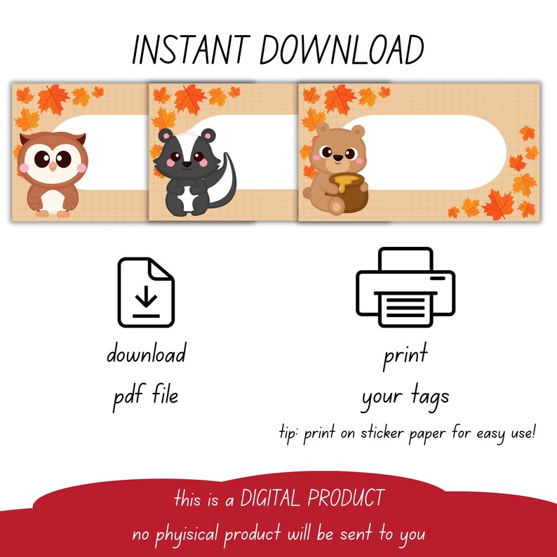 Fall Animal Name Tags: Woodland Classroom Labels (digital Download)) - Etsy