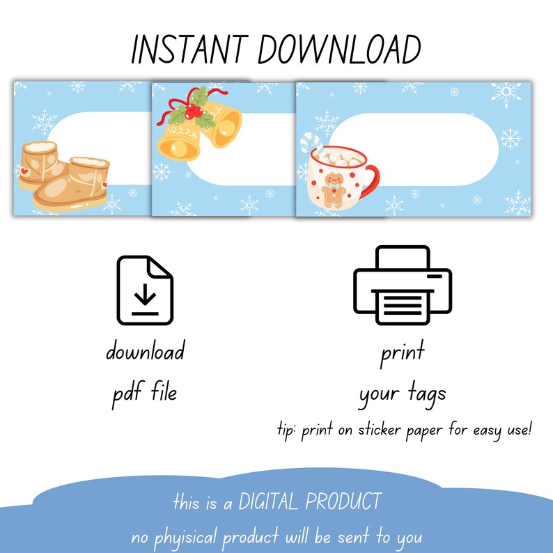 12 Printable Winter Name Tags | Classroom Labels (digital Download) - Etsy