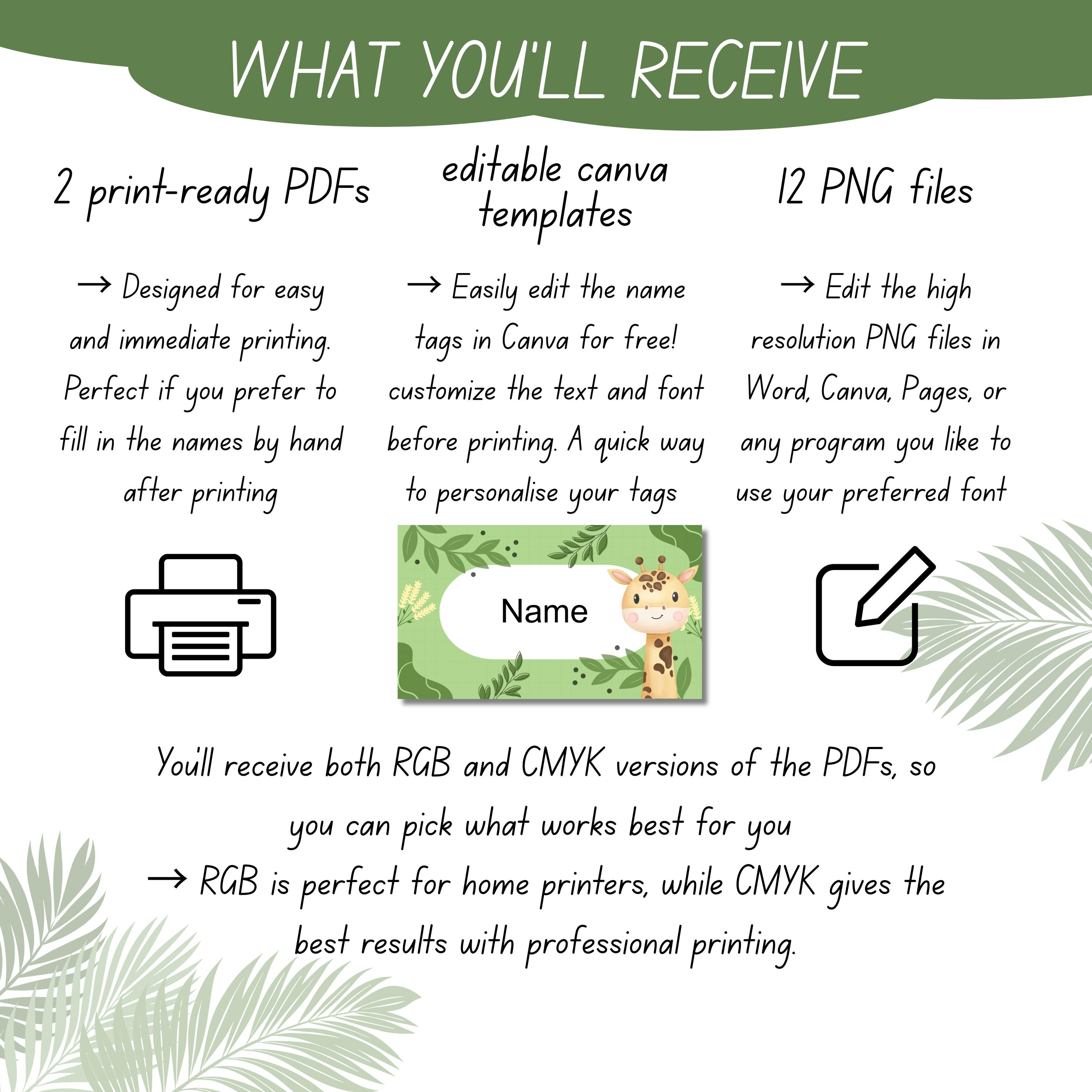 Jungle Animal Name Tags: Printable Safari Labels for Kids (digital ...