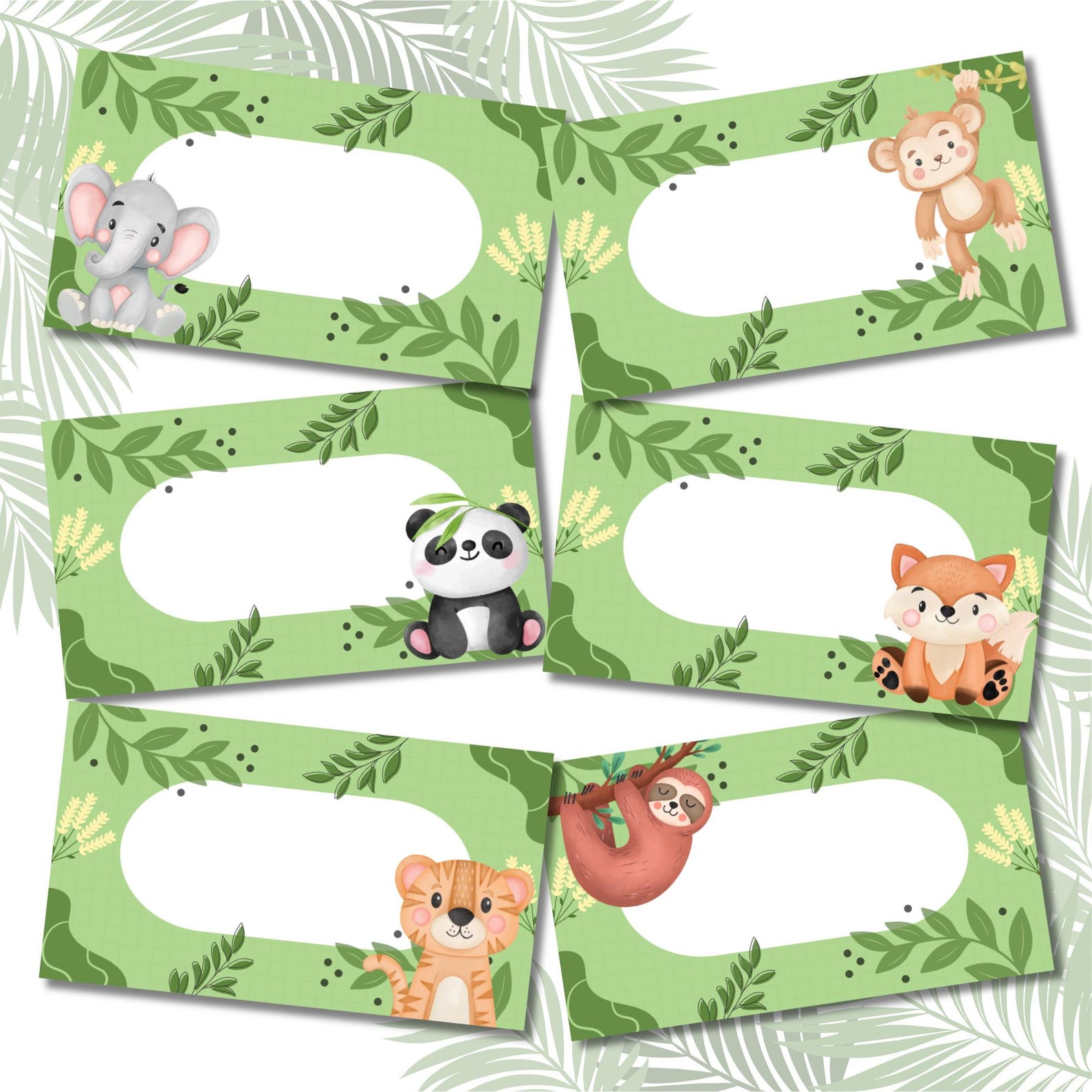 Jungle Animal Name Tags: Printable Safari Labels for Kids (digital ...