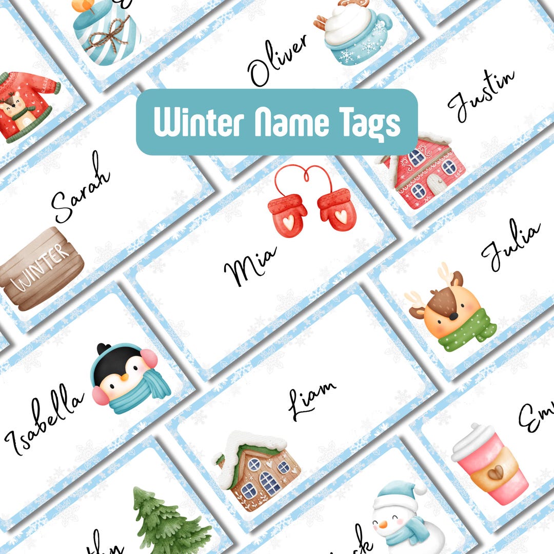 Winter Name Tags Printable | Editable Winter Labels for Kids | Cute ...