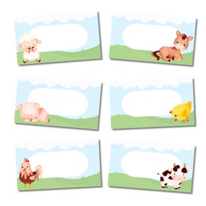 Farm Animal Name Tags: Printable Kids Labels for School, Party (PDF) - Etsy