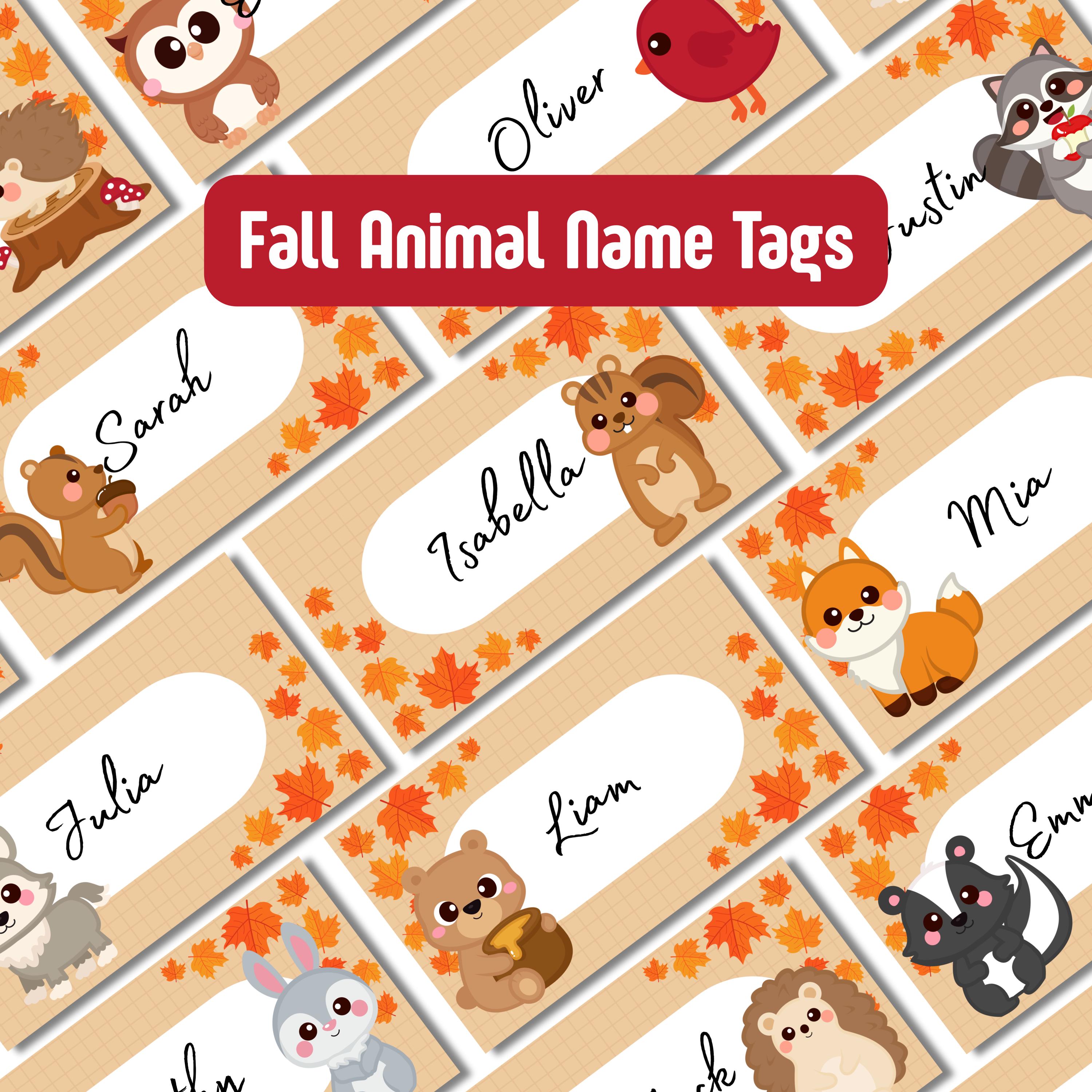 Fall Animal Name Tags: Woodland Classroom Labels (digital Download)) - Etsy