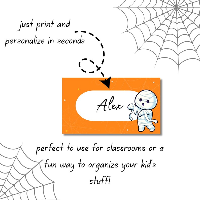 Halloween Name Tags: Printable Party Favor Labels (digital Download - Etsy