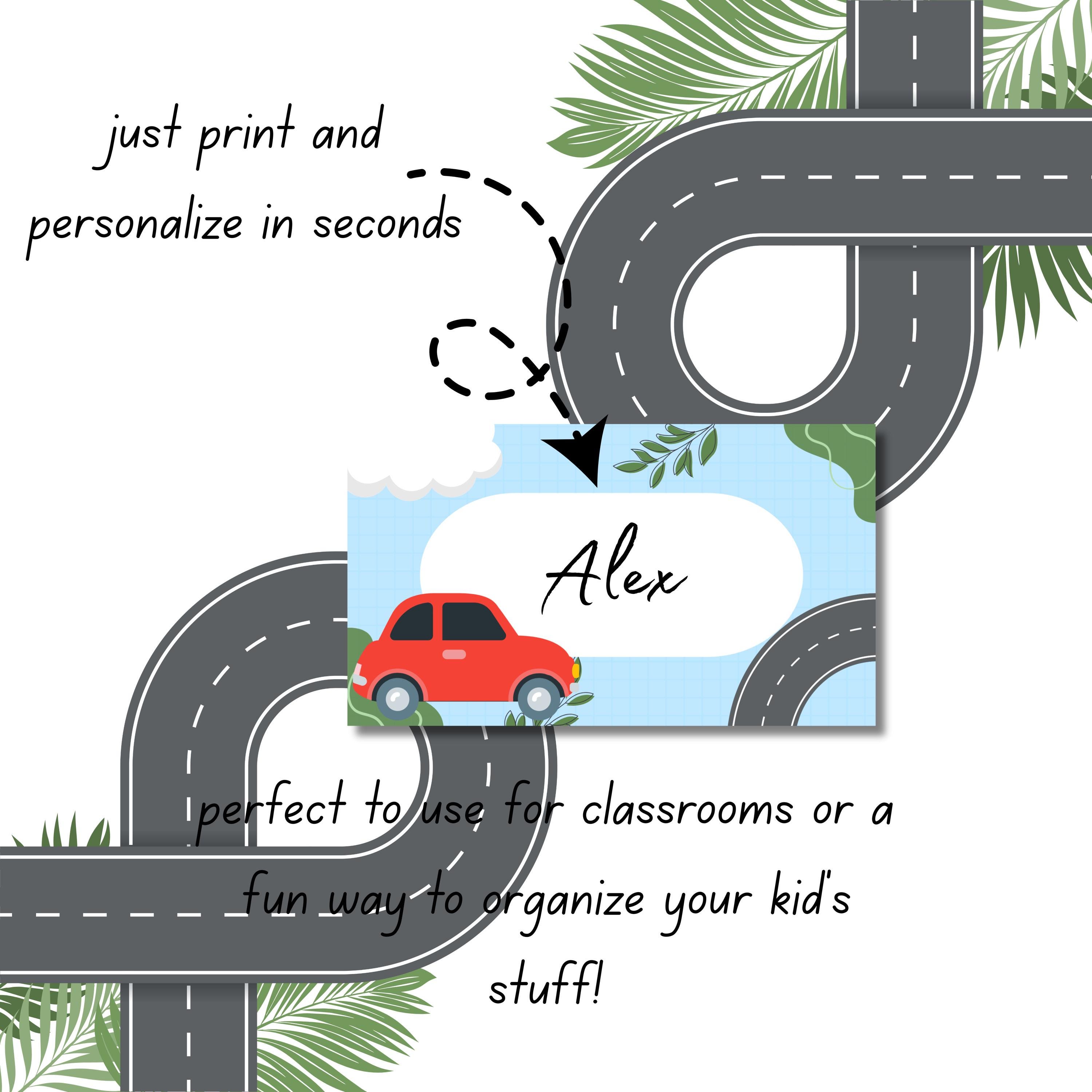 Vehicle Name Tags for Kids: Car-themed, Editable (digital Download) - Etsy