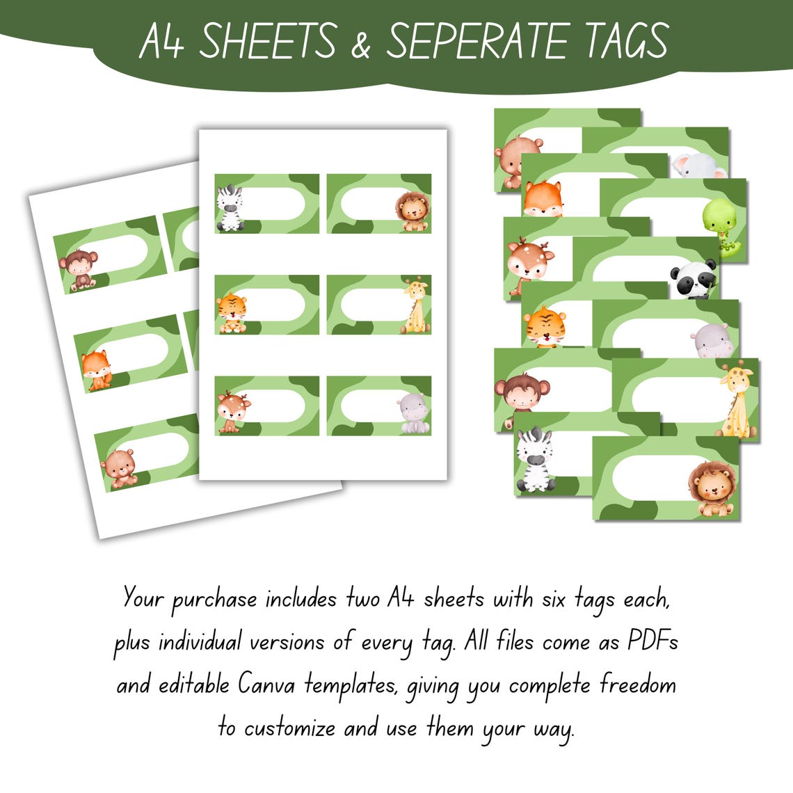 Safari Animal Name Tags: Classroom Labels, Party Stickers (printable ...