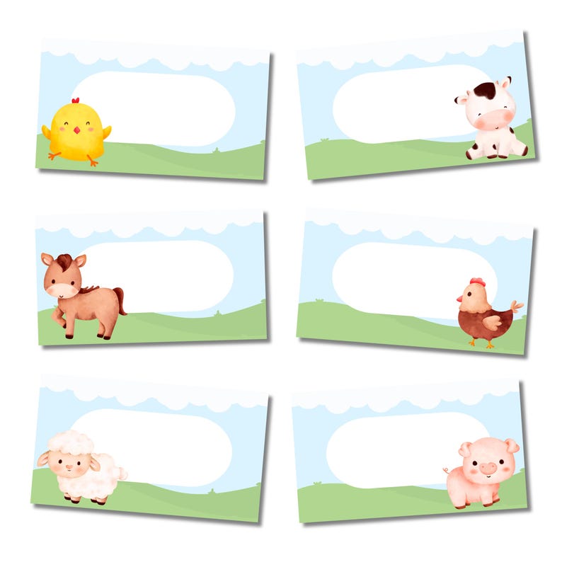 Farm Animal Name Tags: Printable Kids Labels for School, Party (PDF) - Etsy