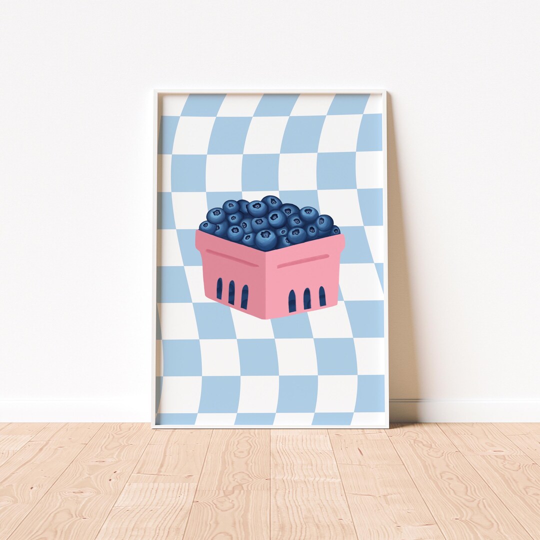 Blueberry Kitchen Art Print | Cute Fruit Poster | Digital Download ...