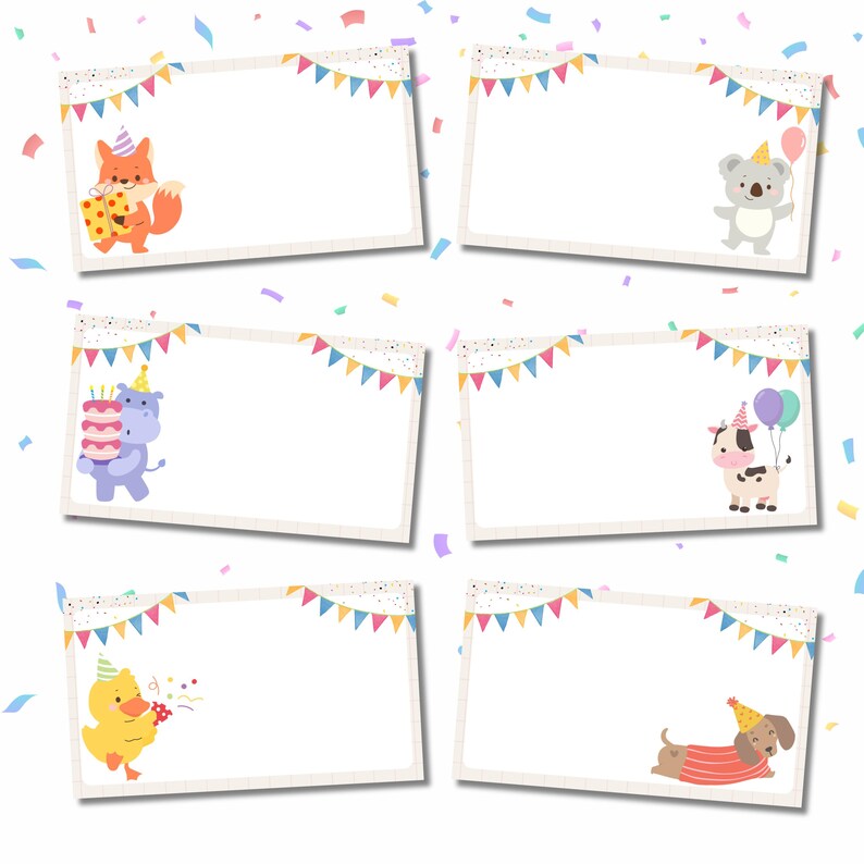 Birthday Name Tags Printable | 12 Cute Animal Party Tags | Editable ...