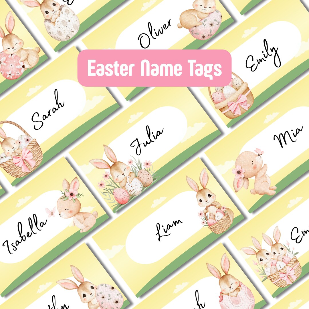 Printable Easter Name Tags – Bunny Basket Labels, Custom Kids PDF - Etsy