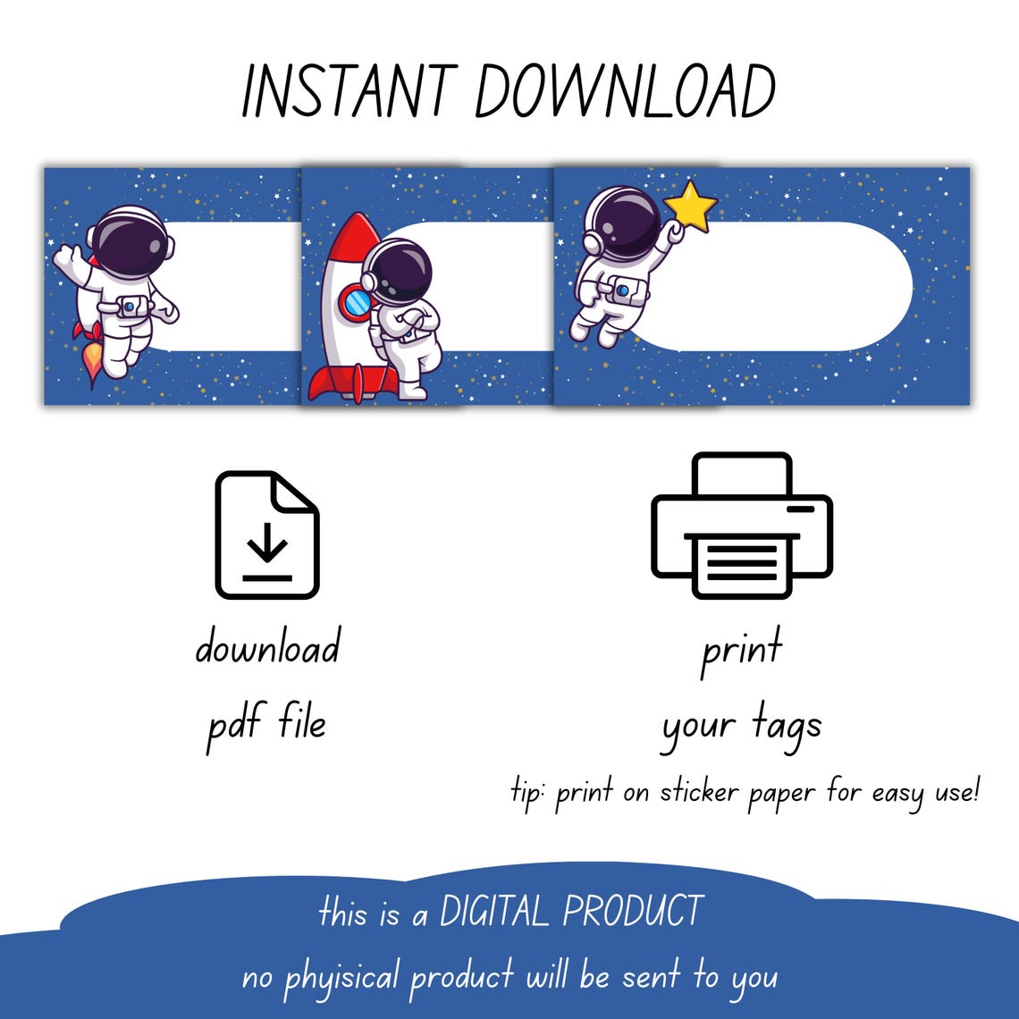 Printable Space Name Tags: Astronaut Classroom Labels (digital Download ...