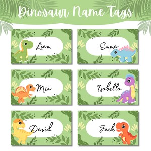 Printable Dinosaur Name Tags for Kids | Cute Editable Name Labels ...