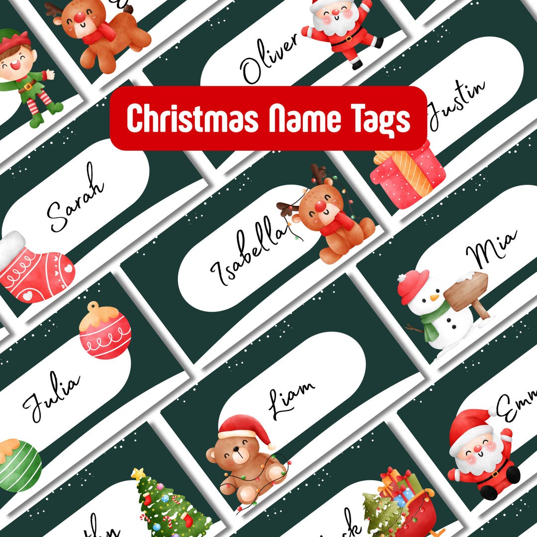 Christmas Gift Tag Printables | Holiday Name Labels (PDF Download) - Etsy