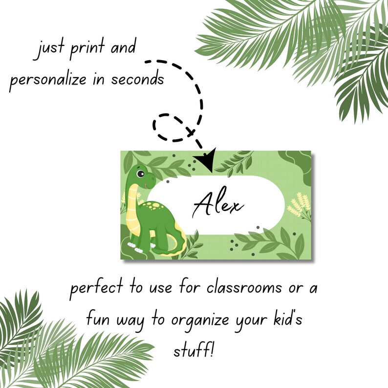 Printable Dinosaur Name Tags for Kids | Cute Editable Name Labels ...