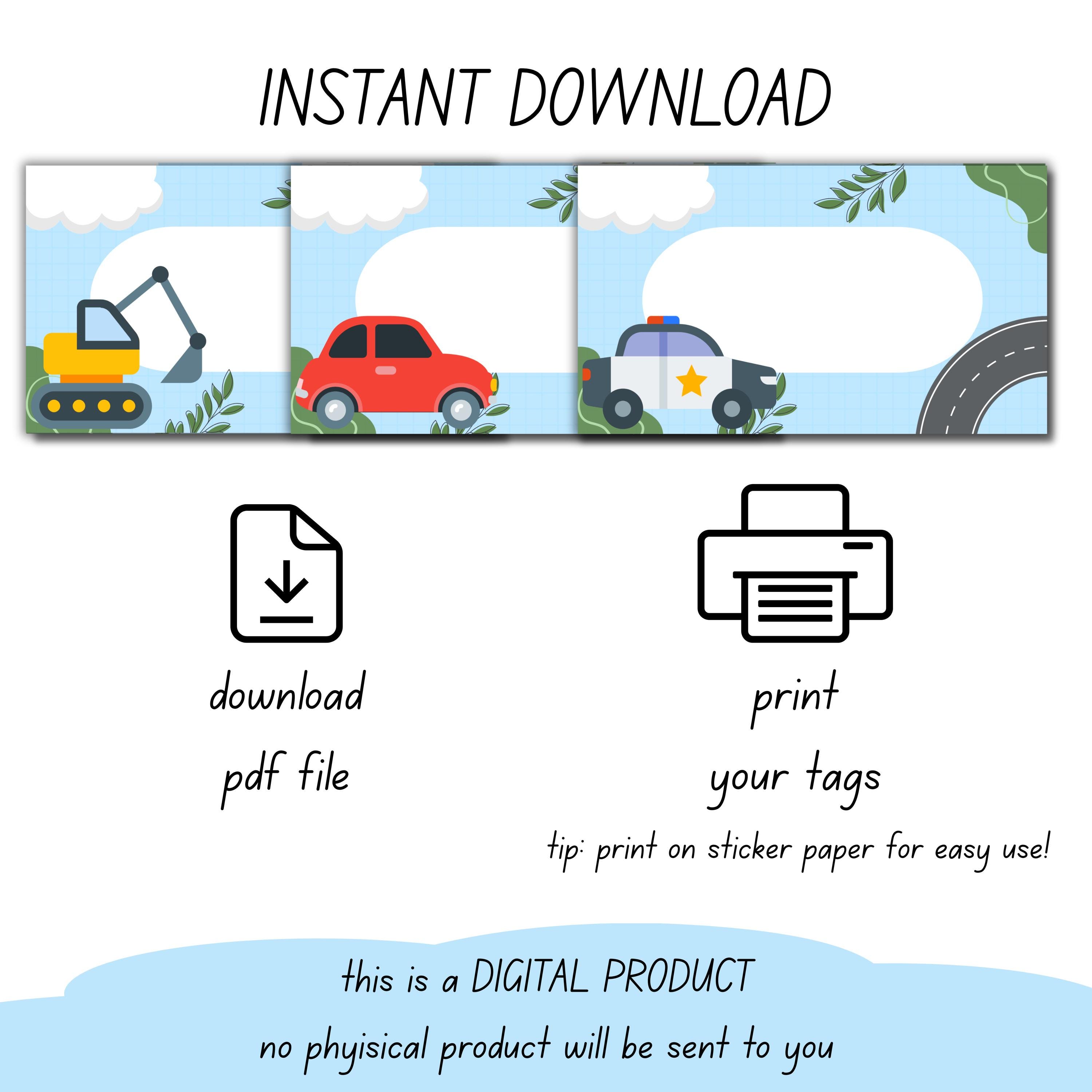 Vehicle Name Tags for Kids: Car-themed, Editable (digital Download) - Etsy