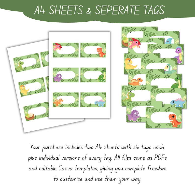 Dinosaur Name Tags: Printable, Editable PDF for Kids - Classroom ...