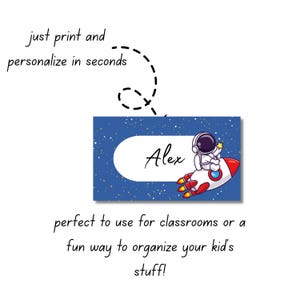 Printable Space Name Tags: Astronaut Classroom Labels (digital Download ...