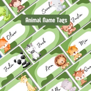 Safari Animal Name Tags: Classroom Labels, Party Stickers (printable ...