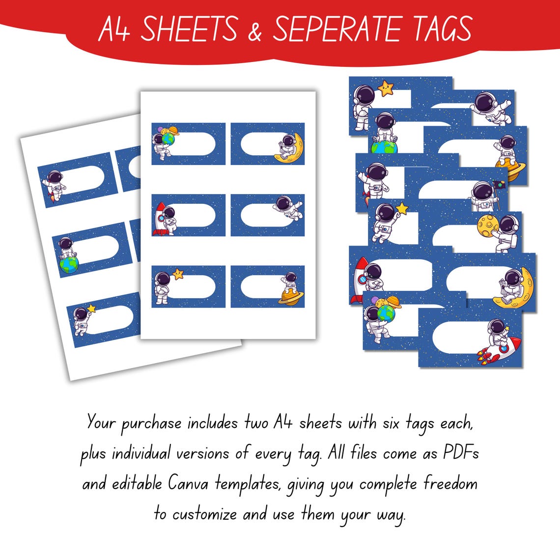 Printable Space Name Tags: Astronaut Classroom Labels (digital Download ...