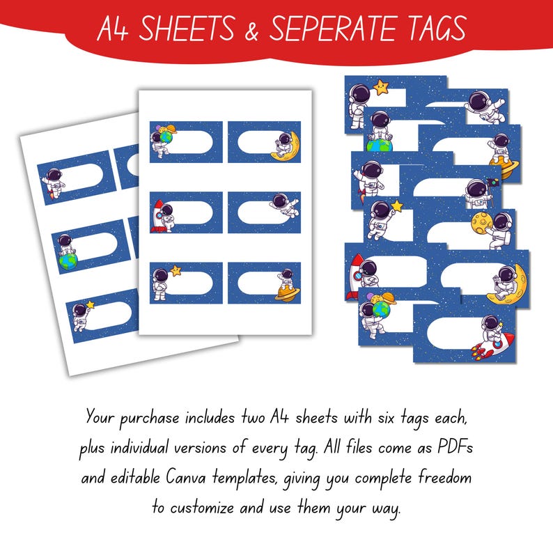 Printable Space Name Tags: Astronaut Classroom Labels (digital Download ...