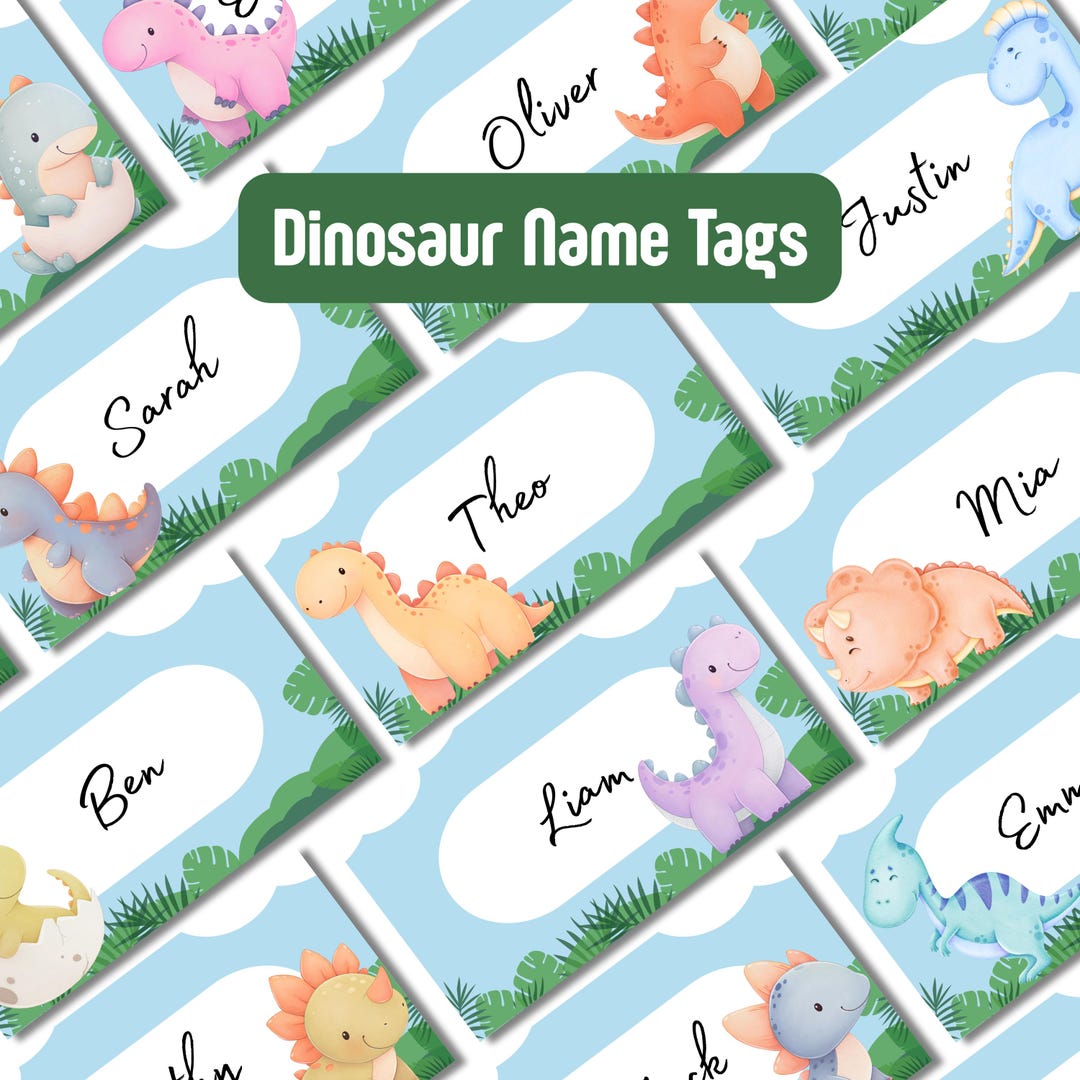 Editable Dinosaur Name Tags | Classroom, Birthday Party (digital ...