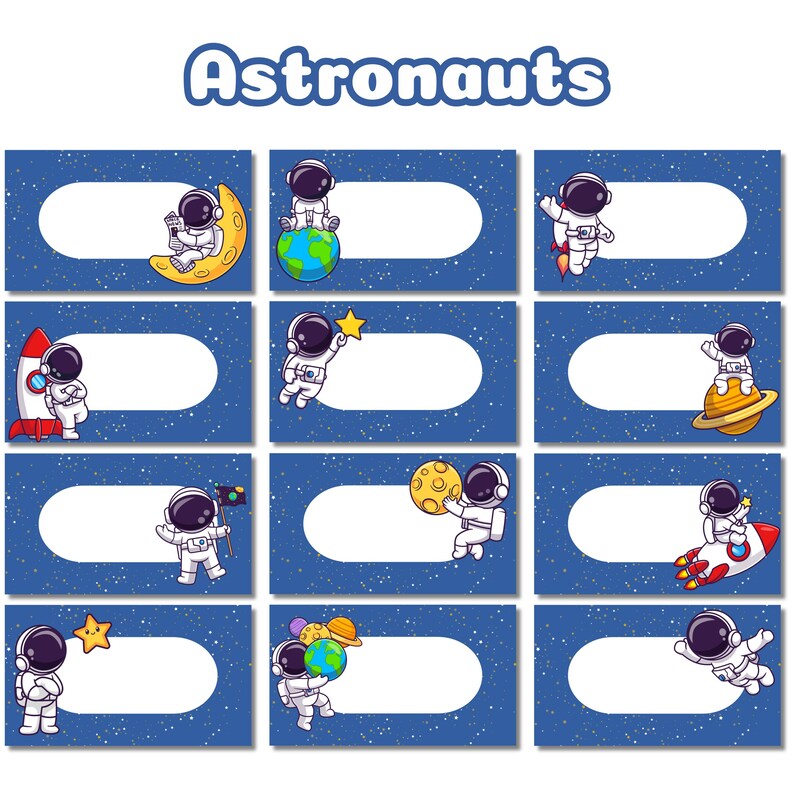 Printable Kids Name Tags | Sea, Safari, Ballerina, Astronaut (digital ...