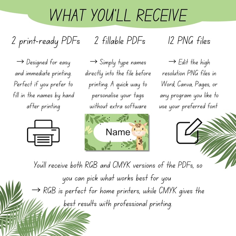 Jungle Animal Name Tags: Printable Safari Labels for Kids (digital ...