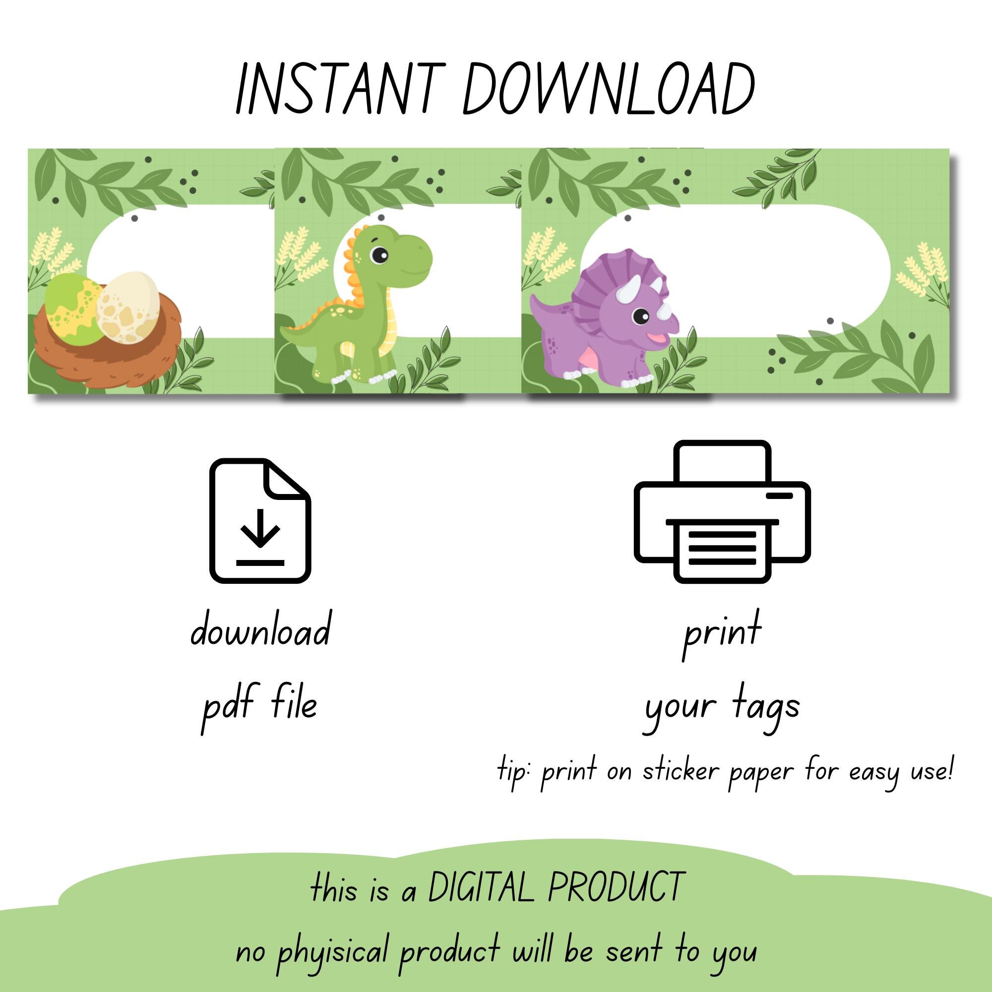 Printable Dinosaur Name Tags for Kids | Cute Editable Name Labels ...