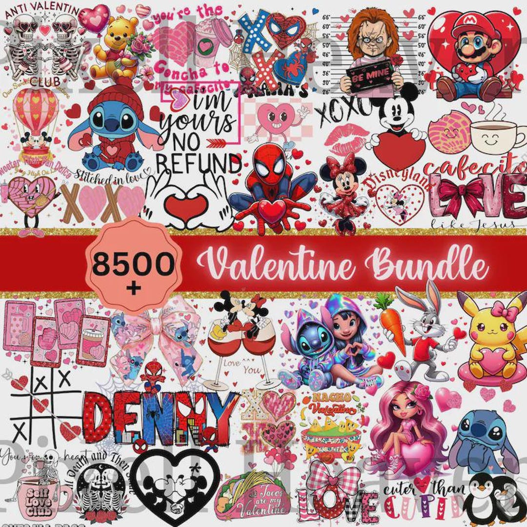 Over 8500 Valentine Mega Bundle PNG Packs, Retro Valentine PNG Pack ...