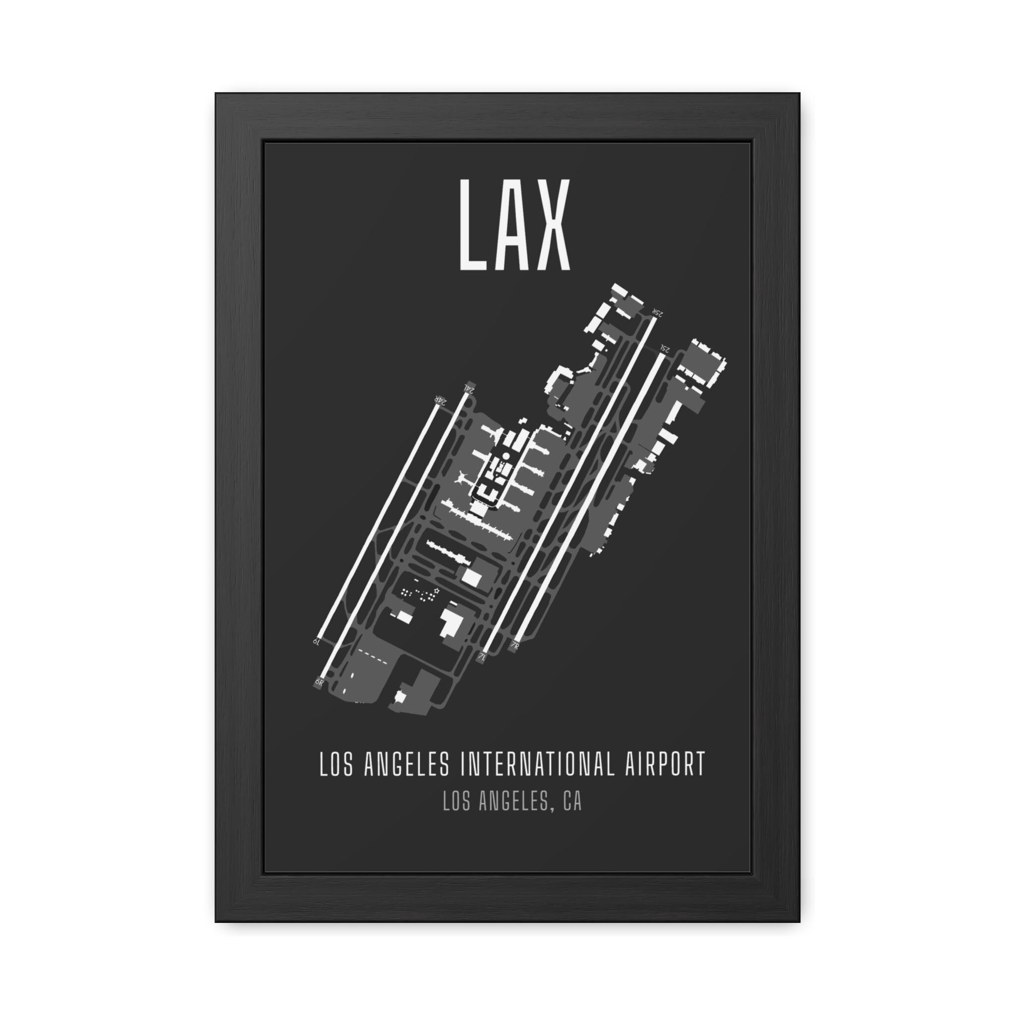 LAX Airport Diagram Poster, Framed Poster, Aviation Gift, Los Angeles ...