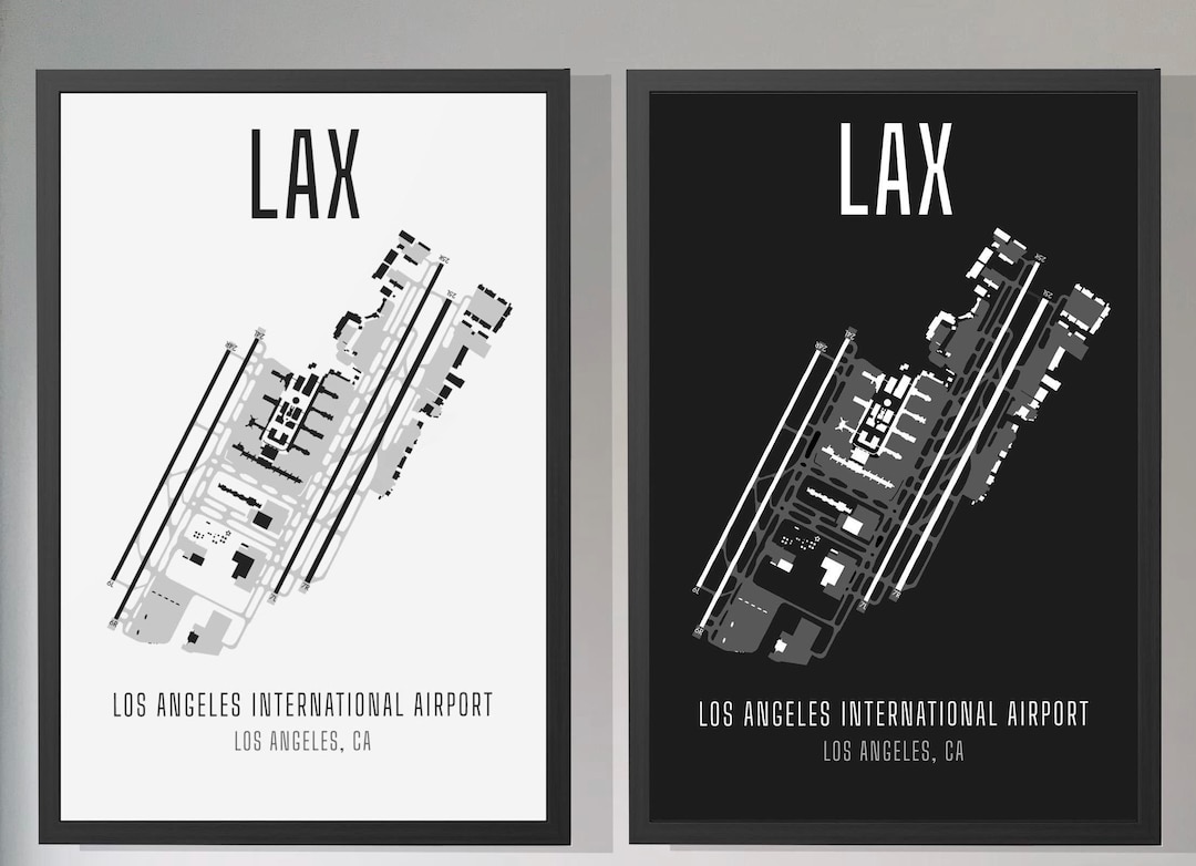 LAX Airport Diagram Poster, Framed Poster, Aviation Gift, Los Angeles ...