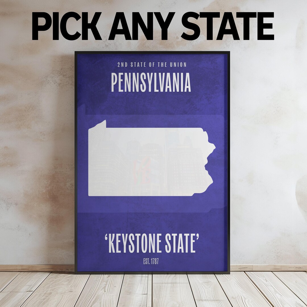 Custom State Art Print: USA Travel Poster, Home Decor - Etsy