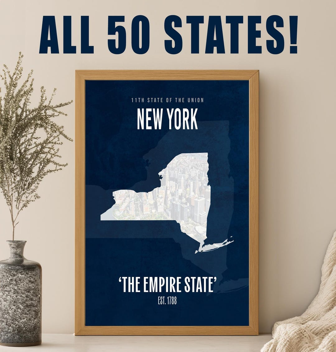 ANY State Print Poster, Custom State Themed Poster | Every US State ...