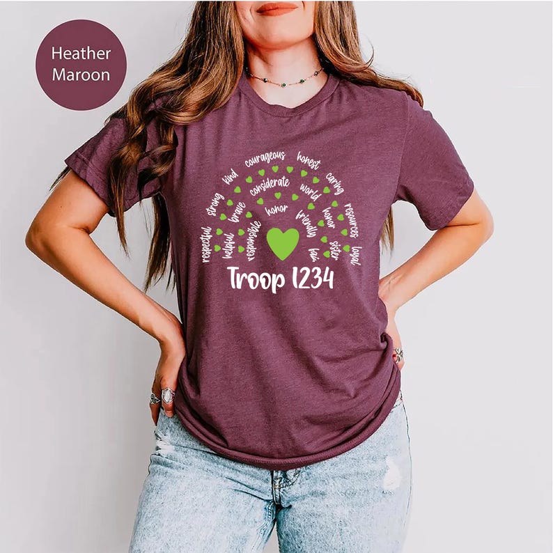 Custom Rainbow Troop T-shirt for Scouts, Customizable Troop Number Tee ...