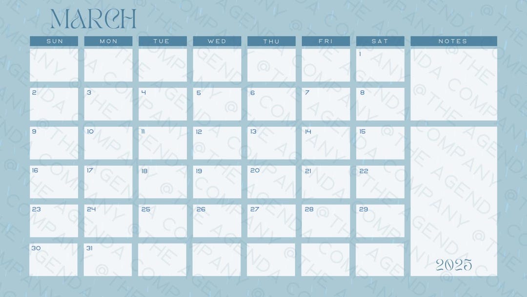 Rainy March Calendar - Message for Any Changes - Etsy