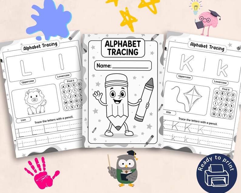 Alphabet Tracing Workbook: Preschool Handwriting Practice (digital PDF ...