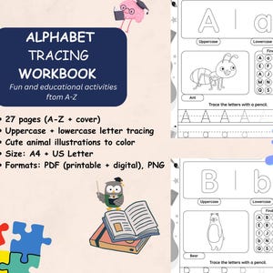 Alphabet Tracing Workbook: Preschool Handwriting Practice (digital PDF ...