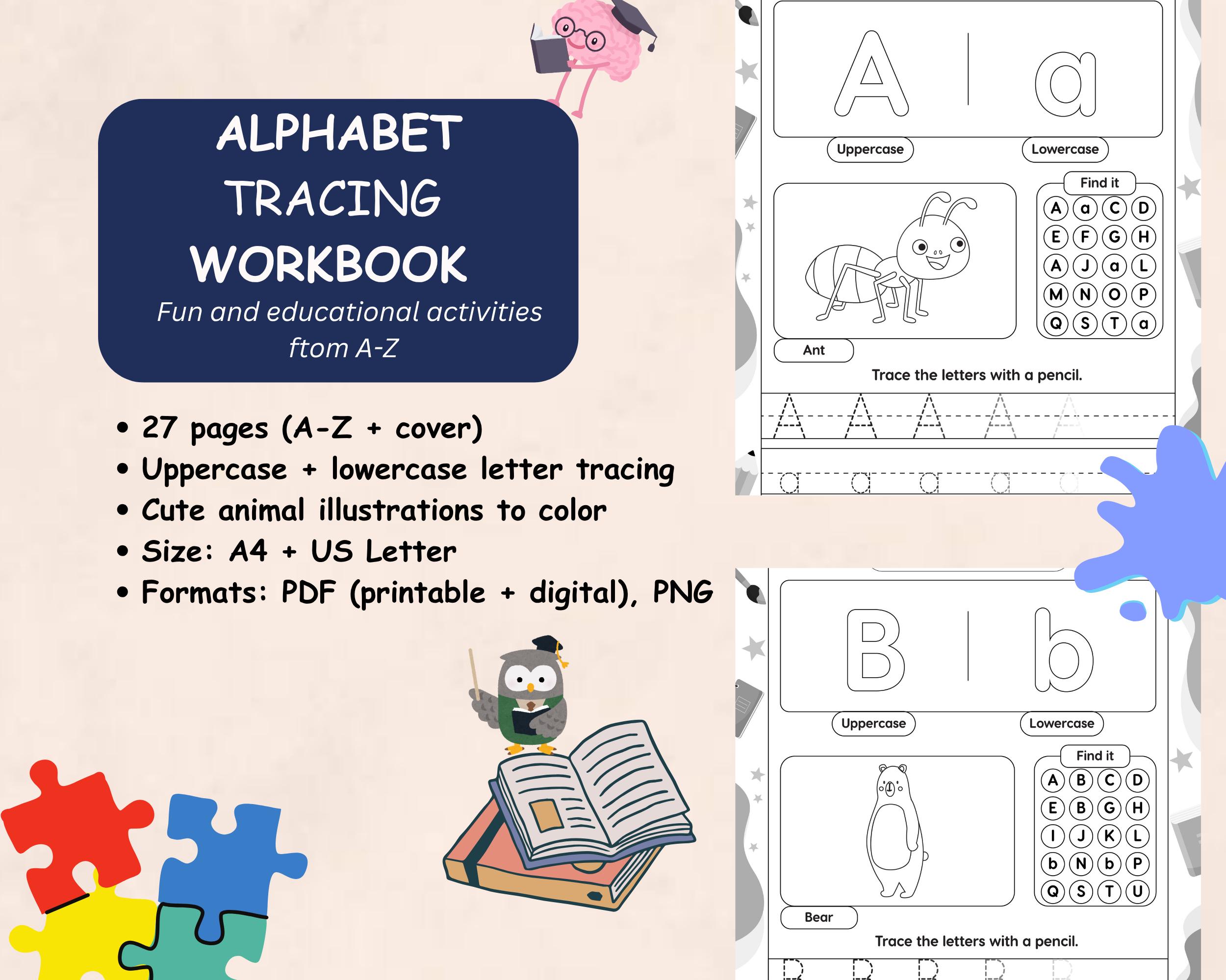 Alphabet Tracing Workbook: Preschool Handwriting Practice (digital PDF ...