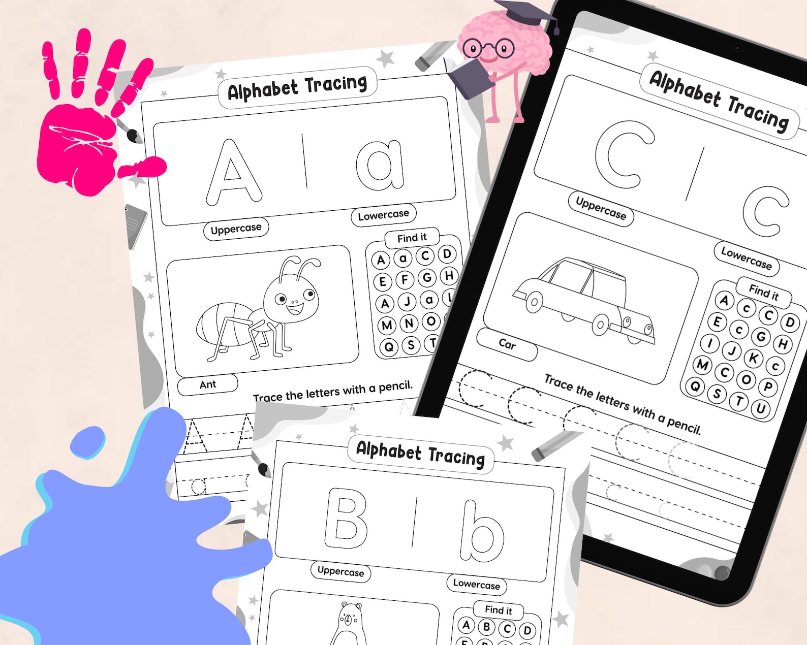 Alphabet Tracing Workbook: Preschool Handwriting Practice (digital PDF ...