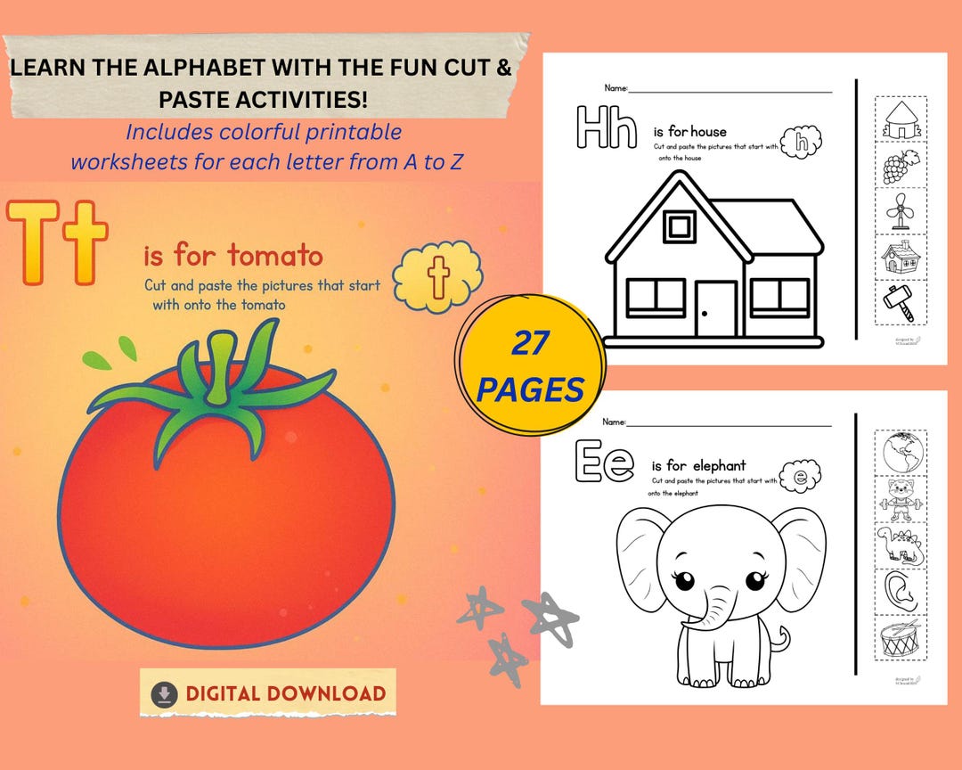Alphabet Cut & Paste Worksheets A–Z | Fun Preschool Printable ...